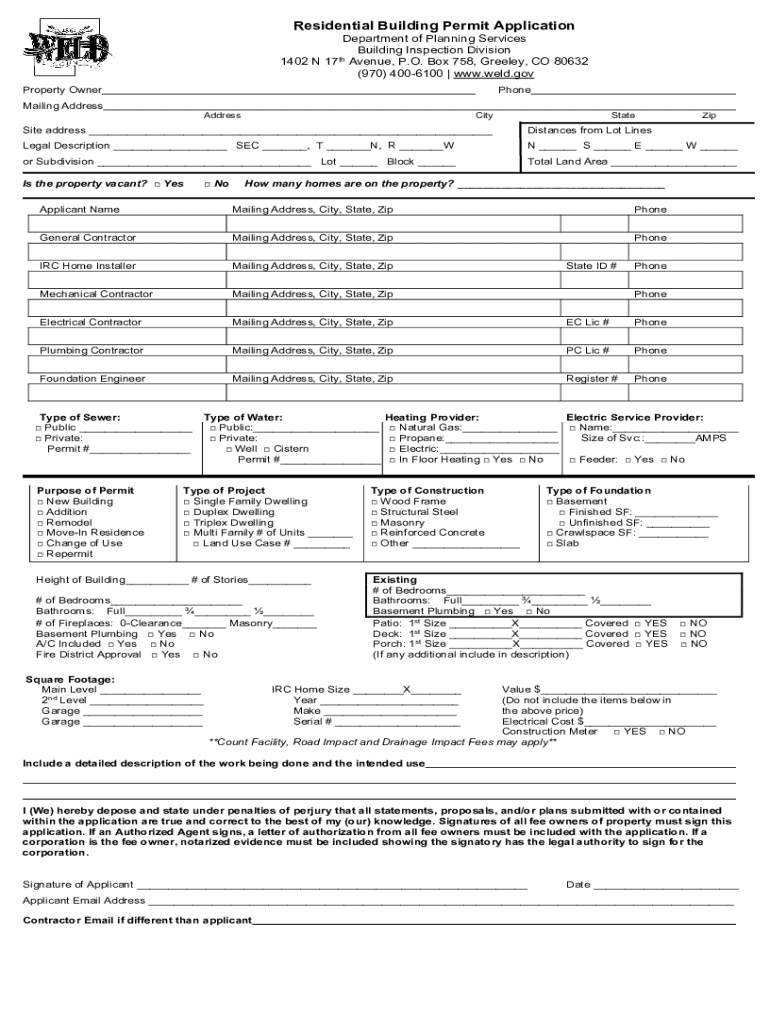 Fillable Online BUILDING PERMITS IN WELD COUNTY Fax Email Print - pdfFiller