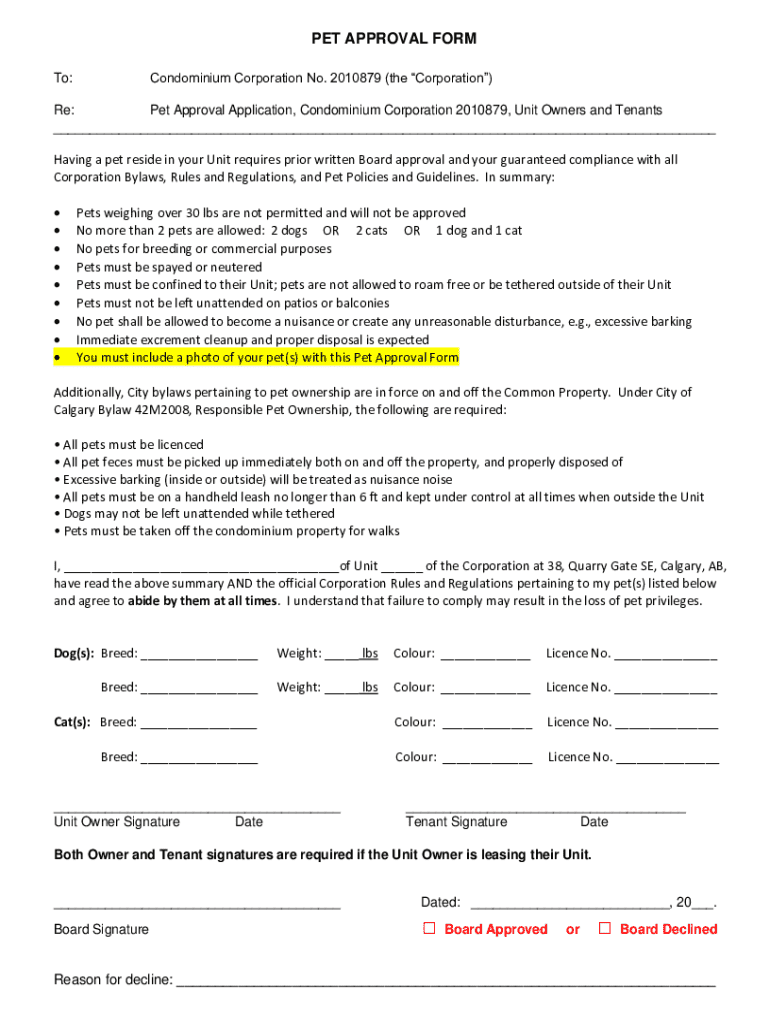 Fillable Online PET APPROVAL FORM - Gates 2 / South Gates Quarry Park ...