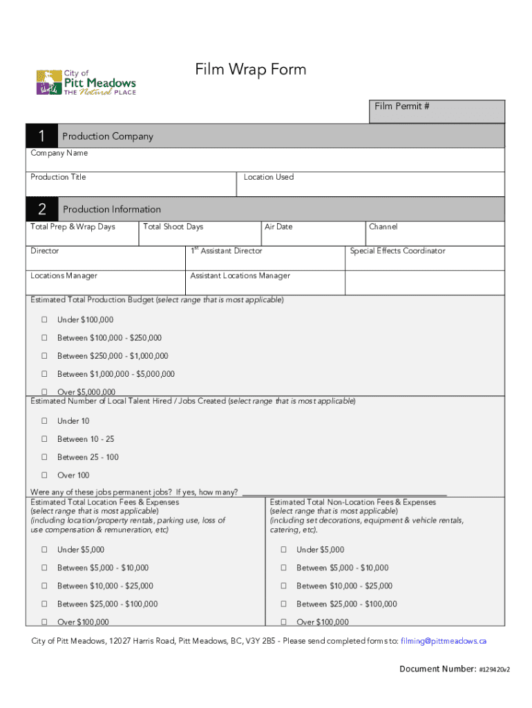 Fillable Online Film Wrap Form Fax Email Print - pdfFiller