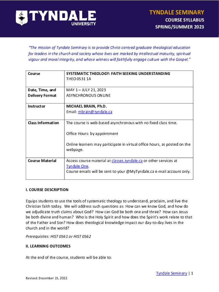 Fillable Online Theology: Faith Seeking Understanding THEO 0531 1A Fax ...