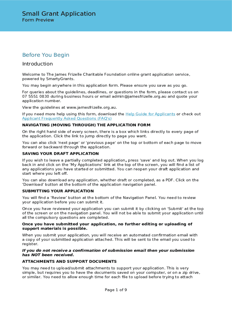 Fillable Online James Frizelle Charitable Foundation Online Grant ...