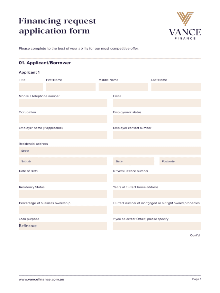 Fillable Online Financing request application form Fax Email Print - pdfFiller