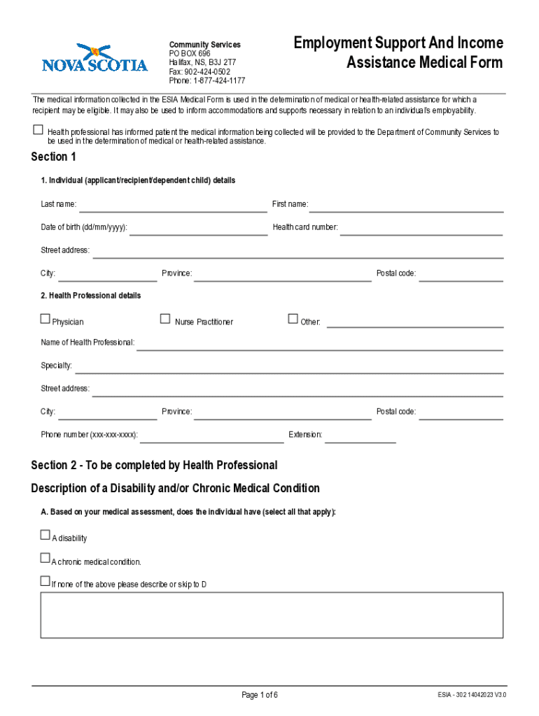 Fillable Online Employment Support And Income Assistance Medical Form ...