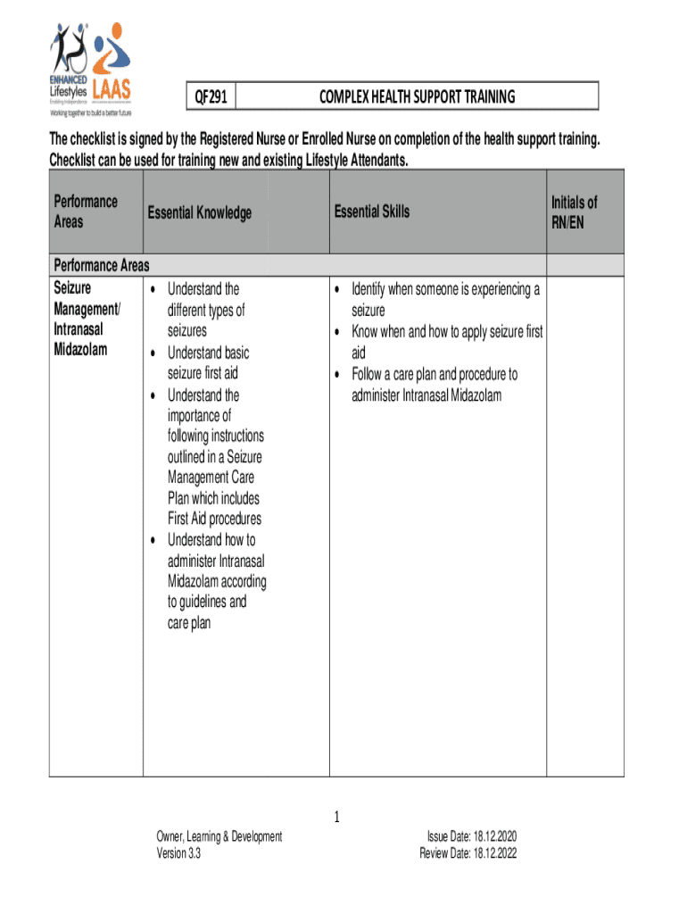 Fillable Online qf291 complex health support training - MSO Policy ...