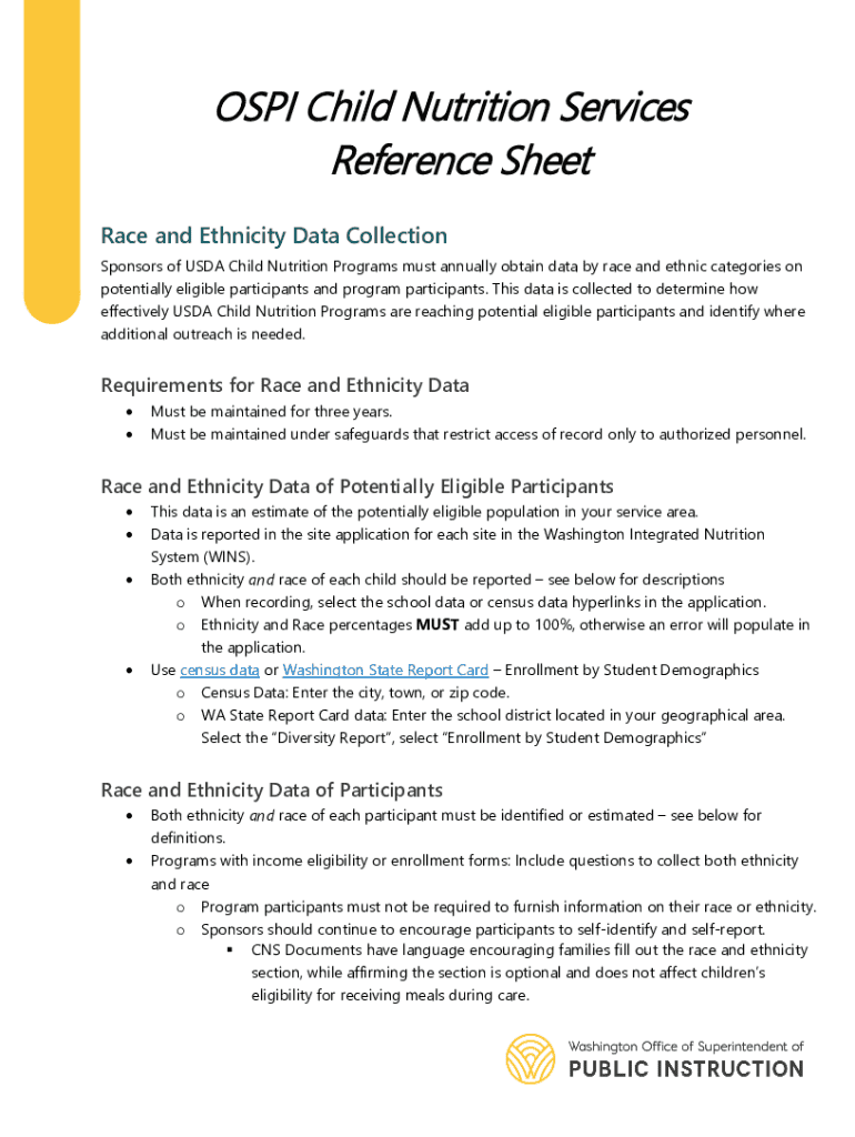 Fillable Online Child Nutrition Programs Civil Rights Reference Sheet ...