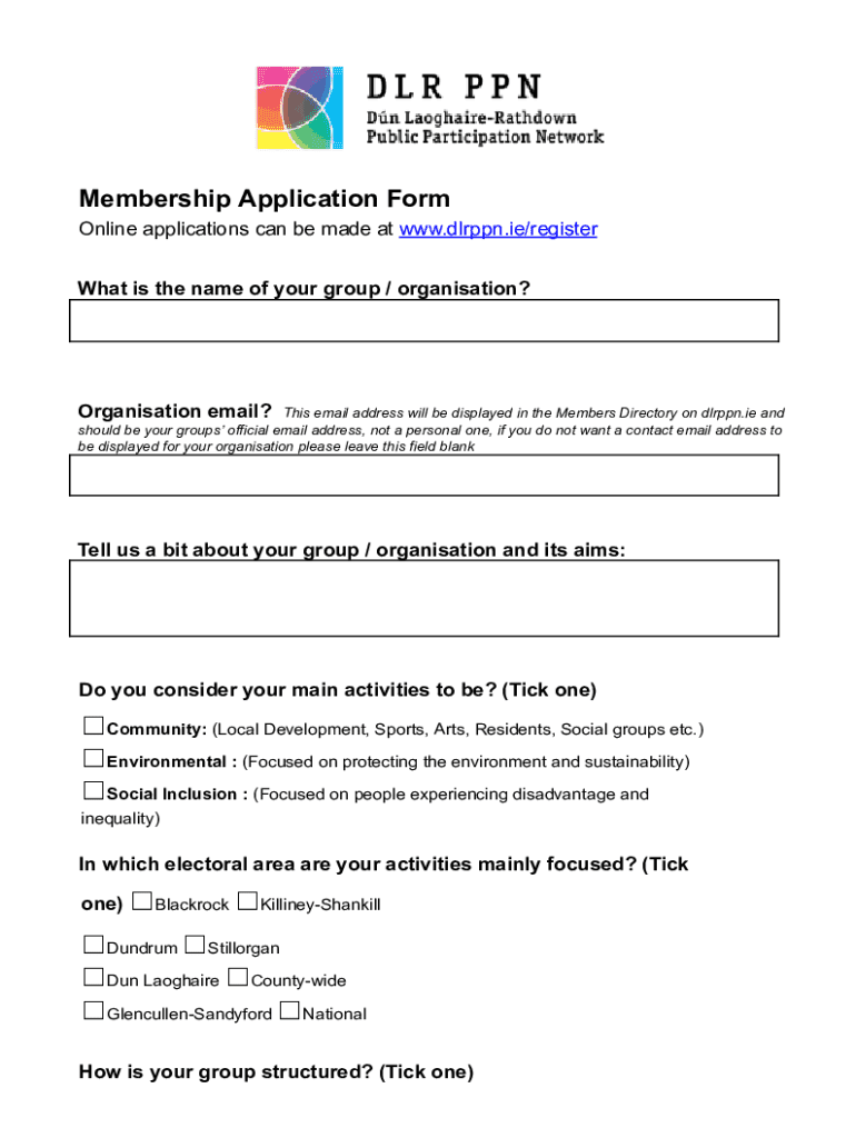 Fillable Online Membership Application Form - Dublin Fax Email Print ...