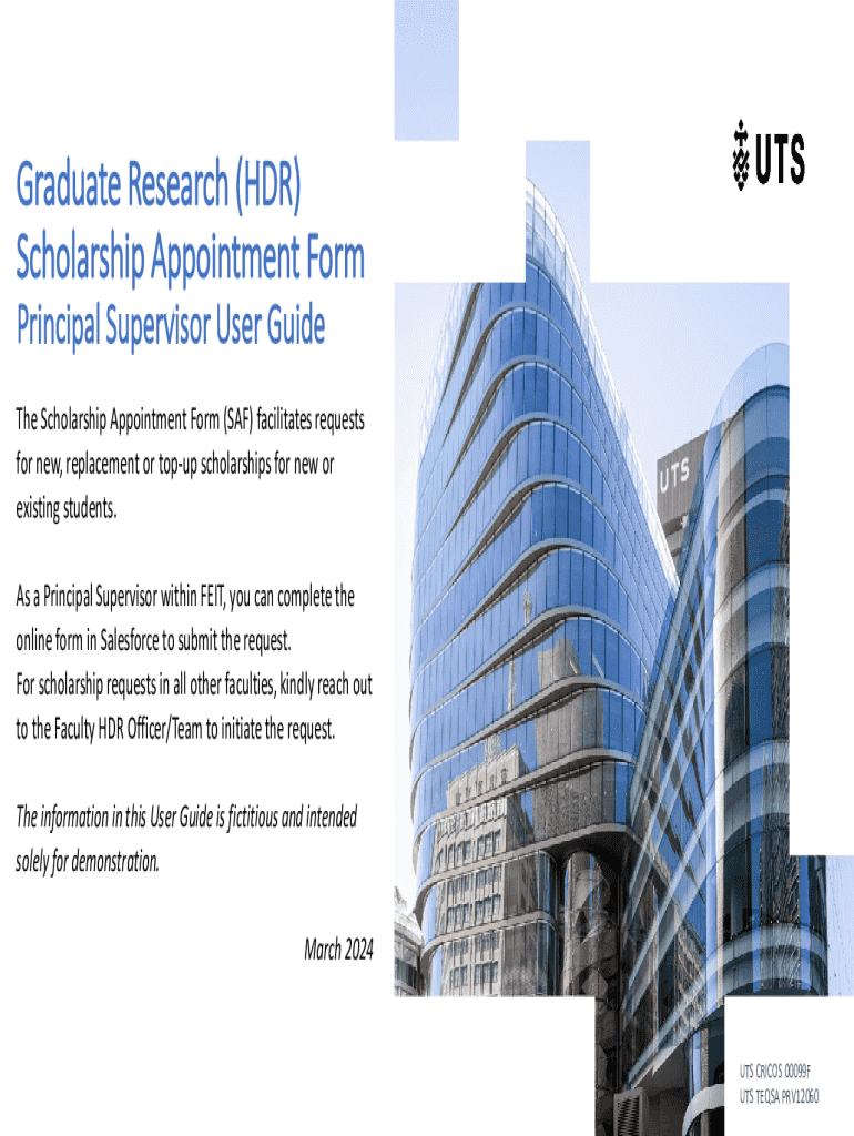 Fillable Online Graduate Research (HDR) Scholarship Appointment Form ...