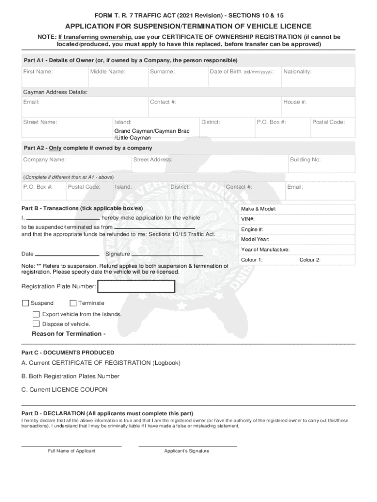 Fillable Online FORM-T.R.7-Suspension-of-Registered-Vehicles-2021 ...