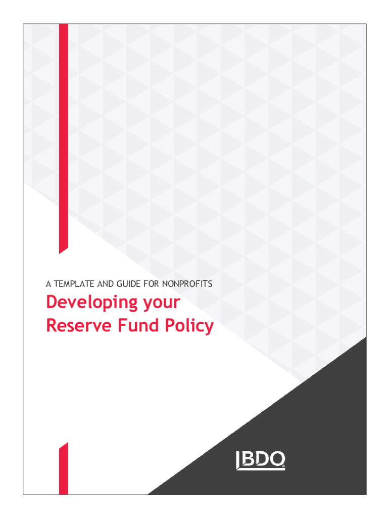Fillable Online Reserve Fund Policy Template & GuideBDO FMA Fax Email ...