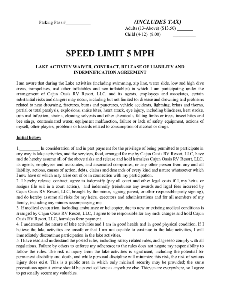 Fillable Online LIABILITY WAIVER & RELEASE AND AGREEMENT TO ... Fax Email Print - pdfFiller