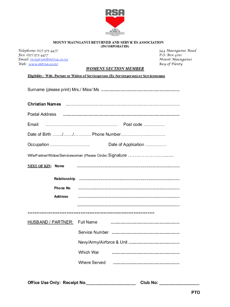 Fillable Online So much more than just a club! 544... - Mt Maunganui ...