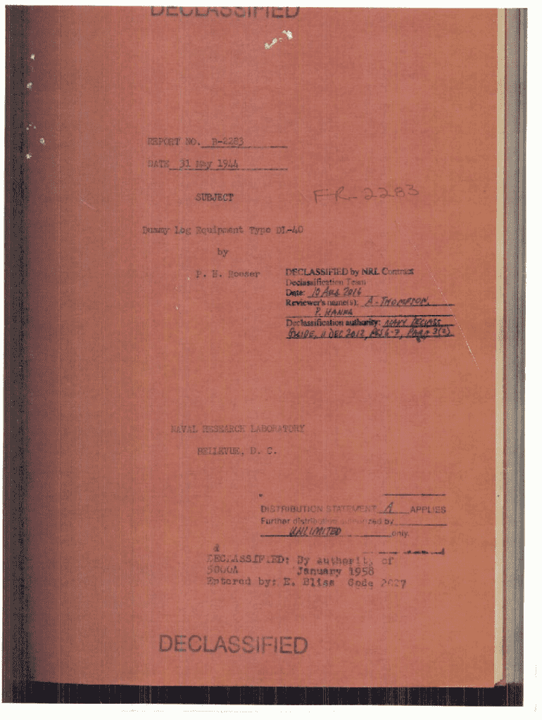 Fillable Online Dummy Log Equipment Type DL-40. The object of this test ...