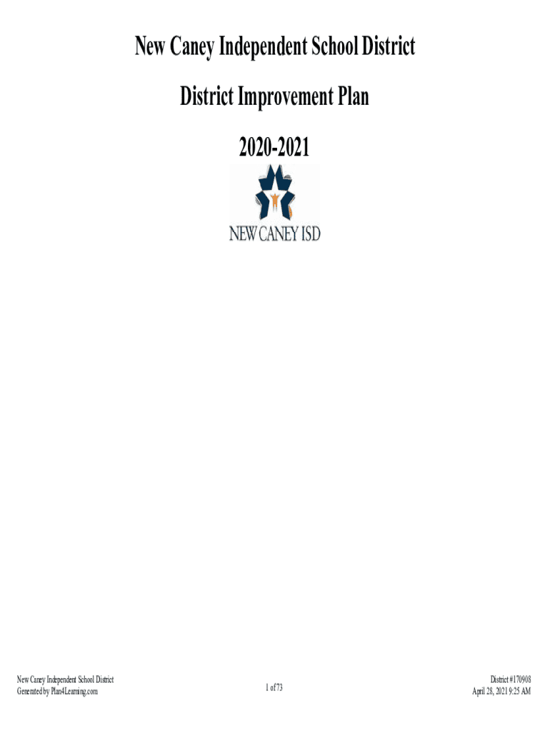 Fillable Online Improvement Plan (Campuses) - New Caney ISD District ...