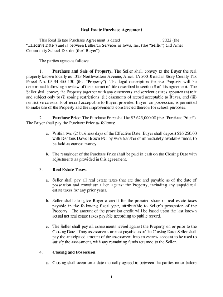 Fillable Online Iowa Commercial Real Estate Purchase Agreement - eForms Fax Email Print - pdfFiller