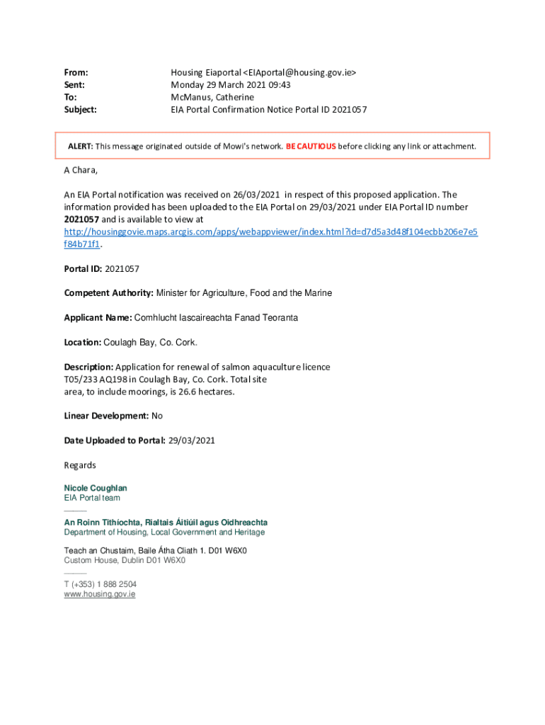 Fillable Online EIA Portal Confirmation Notice Portal ID 2024065 Fax ...