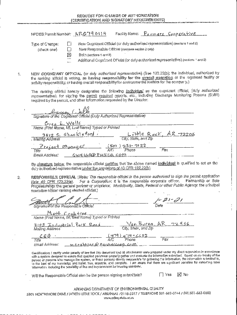Fillable Online Cognizant Official (Duly Authorized Representative) Fax ...