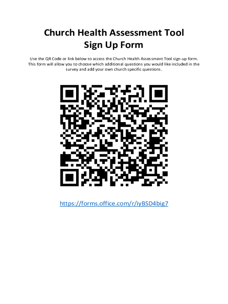 Fillable Online Church Health Assessment Tool Sign Up Form Fax Email ...