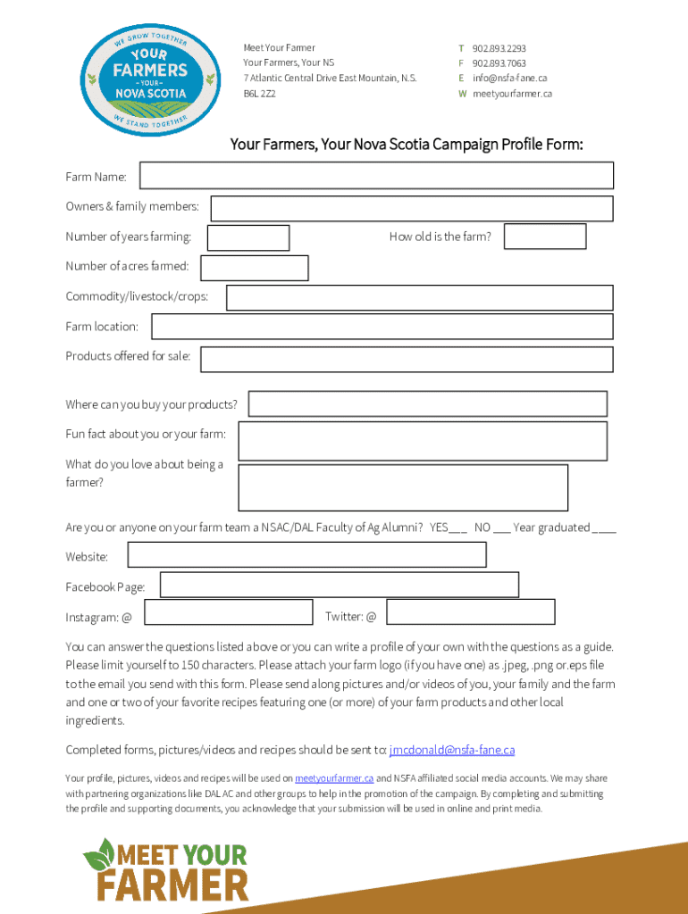 Fillable Online Your-Farmers-Campaign-Profile-Form- ... Fax Email Print ...