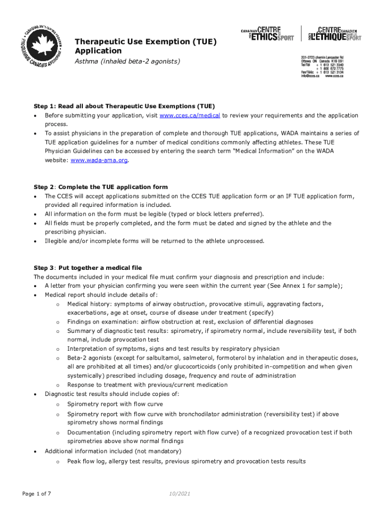 Fillable Online Therapeutic Use Exemption (TUE) Checklist Fax Email ...