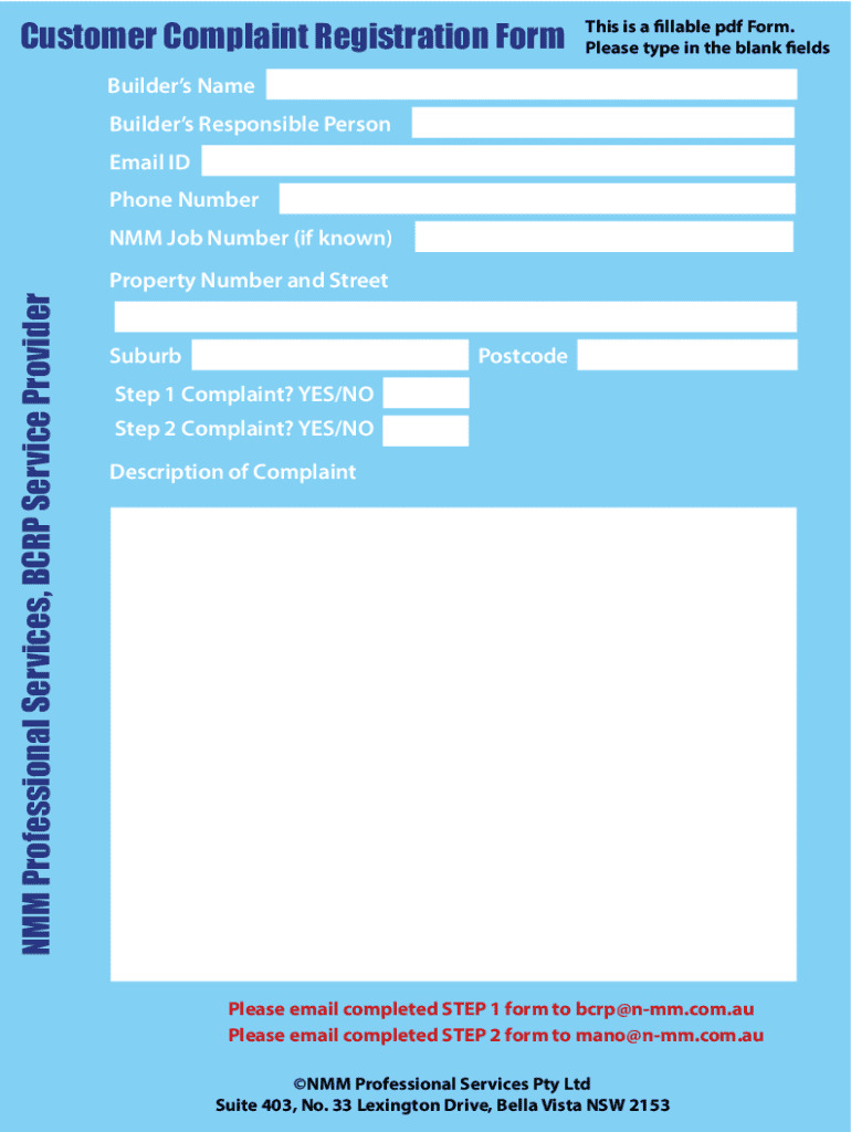Fillable Online 9.-NMM-Complaint-Registration-Form.pdf Fax Email Print ...