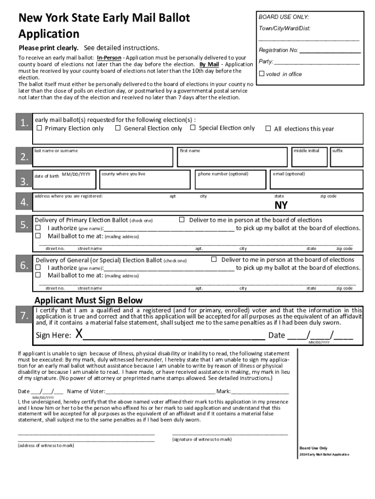 Fillable Online To receive an early mail ballot: In-Person ...