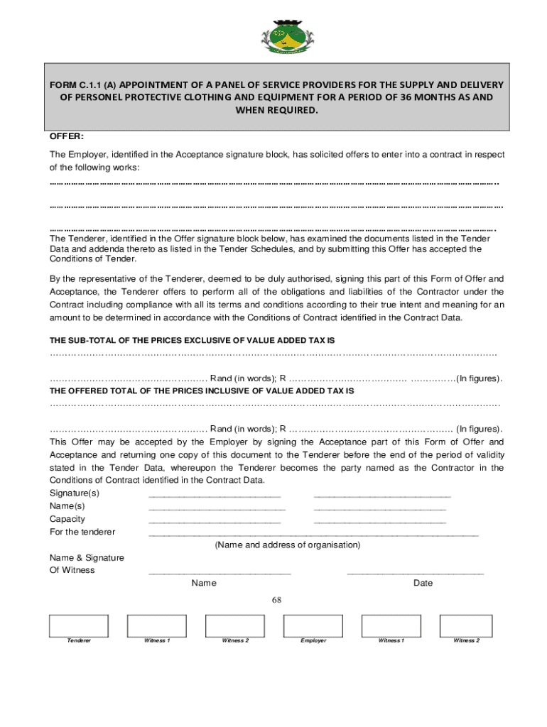 Fillable Online c.2.2 bill of quantities: appointment of a panel of service ... Fax Email Print ...