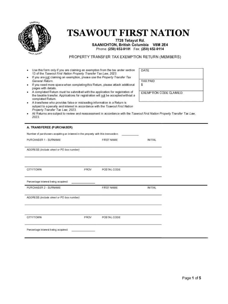 Fillable Online Agency: Tsawout First Nation Fax Email Print - pdfFiller
