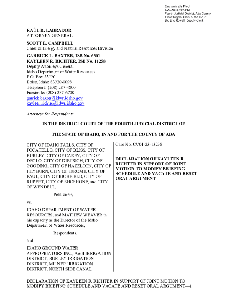 Fillable Online Joint Motion to Modify Briefing Schedule and Vacate and ...