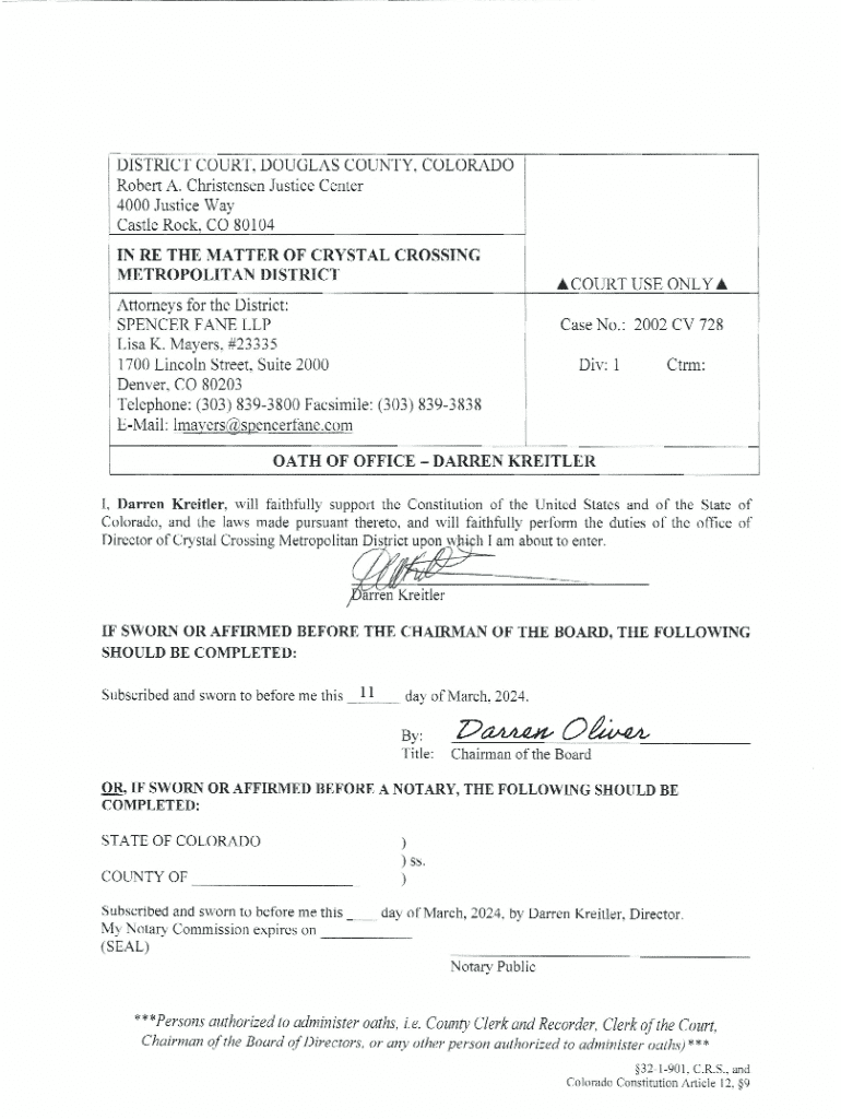 Fillable Online certificate of appointment - Public Notices - Douglas ...