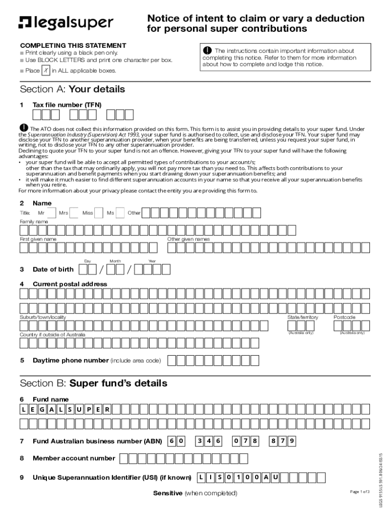 Fillable Online notice-of-intent-to-claim-or-vary-a-deduction-for ...