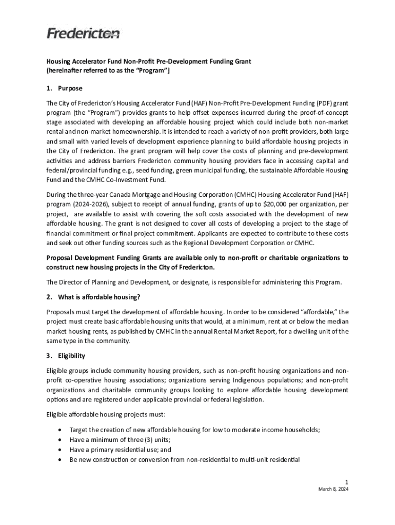 Fillable Online HAF Non-Profit Pre-Development Funding Grant Form.pdf ...