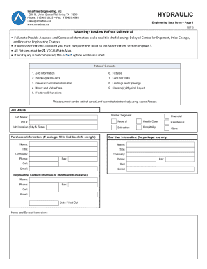 Fillable Online Engineering Data Form – Page 1 Fax Email Print - pdfFiller