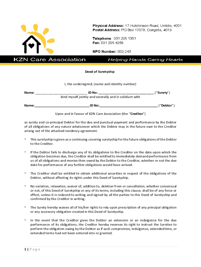 Fillable Online DEED OF SURETYSHIP Sample Clauses Fax Email Print ...