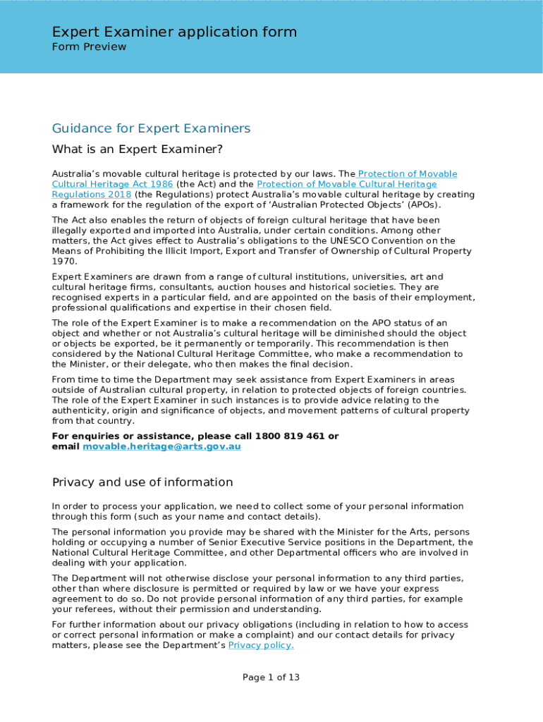 Fillable Online Expert Examiner application form Fax Email Print ...