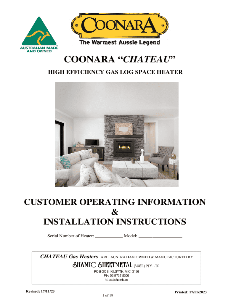 Fillable Online Coonara Royal - Domain, Elite & FreestandingNatural gas ...