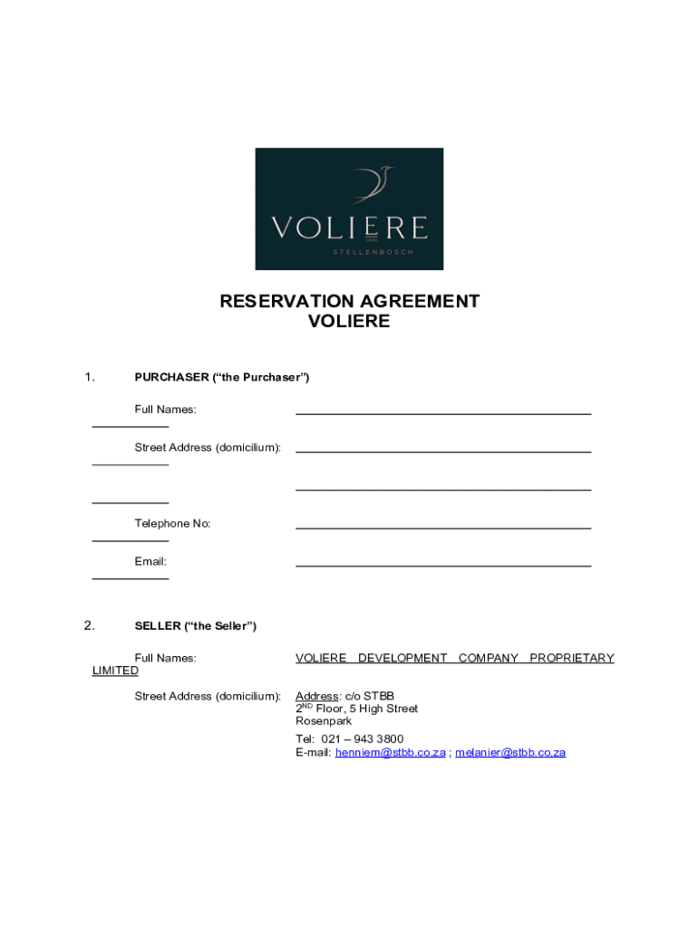 Fillable Online plot and plan agreement of sale - Voliere Fax Email Print - pdfFiller