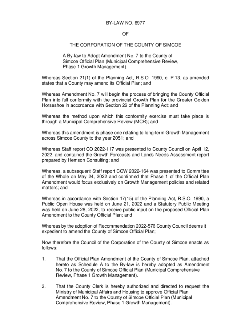 Fillable Online County of Simcoe - Approval of a municipality\'s official plan Fax Email Print ...