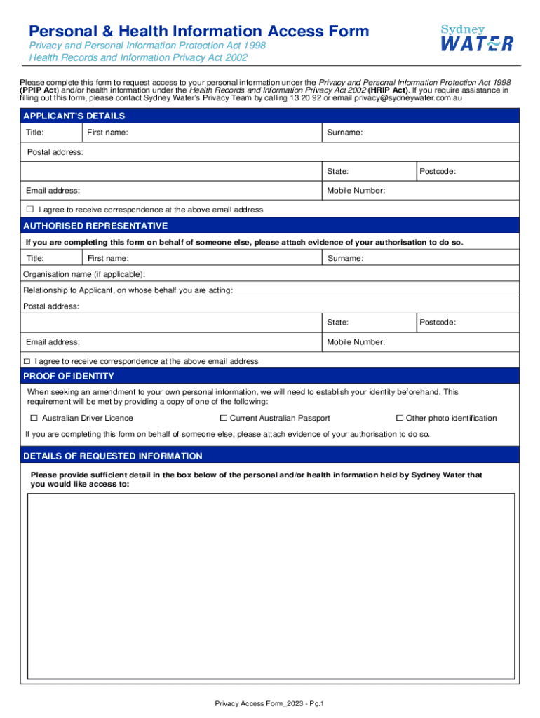 Fillable Online Request for Personal and Health Information Access Form ...
