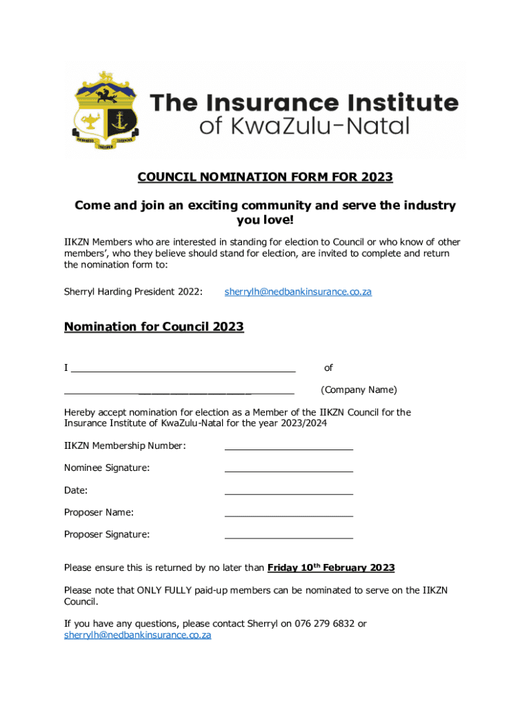 Fillable Online BCSC Nomination Form Fax Email Print - pdfFiller