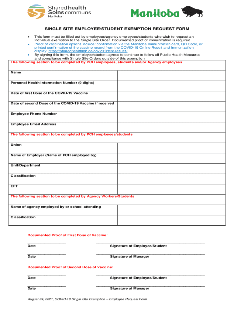 Fillable Online Single-Site-Employee-Student-Exemption-Request-Form ...