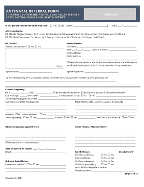 Fillable Online Antenatal Referral Form - St George / Sutherland ...
