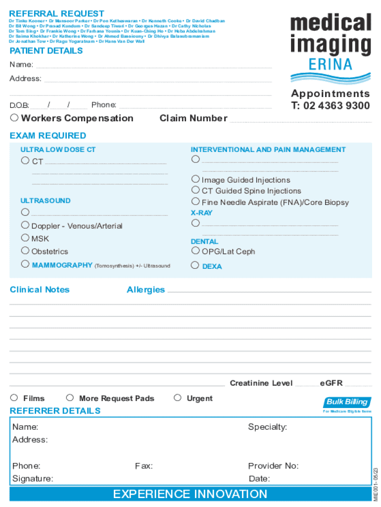 Fillable Online Medical-Imaging-Erina-A5-Request-Referrals-MIE001-0523 ...