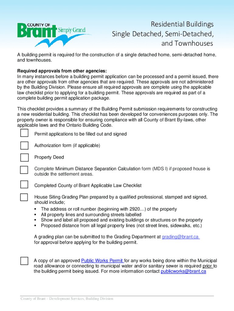 Fillable Online New Residential Permit Package Houses, Semi-detached ...