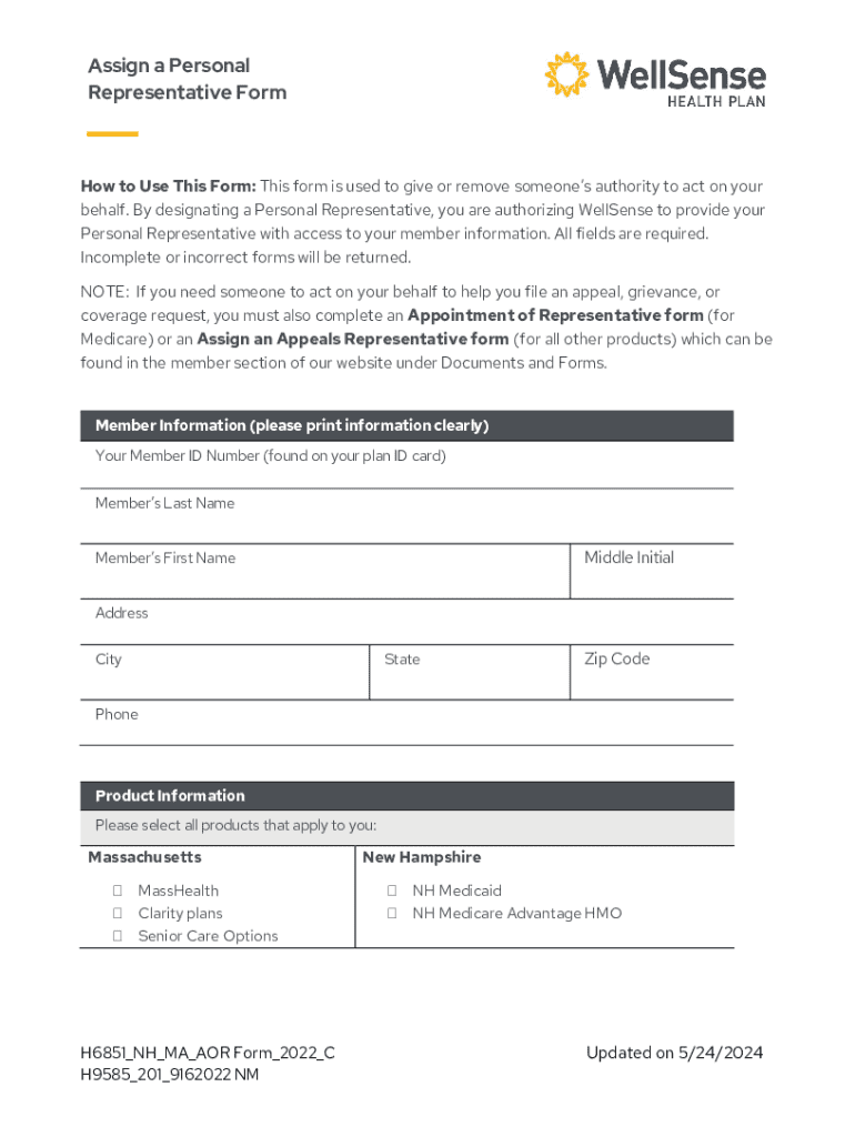Fillable Online Assign a Personal Representative Form Fax Email Print ...