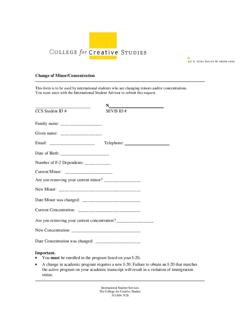 Fillable Online Change a Major, Minor or Certificate - Hunter College ...