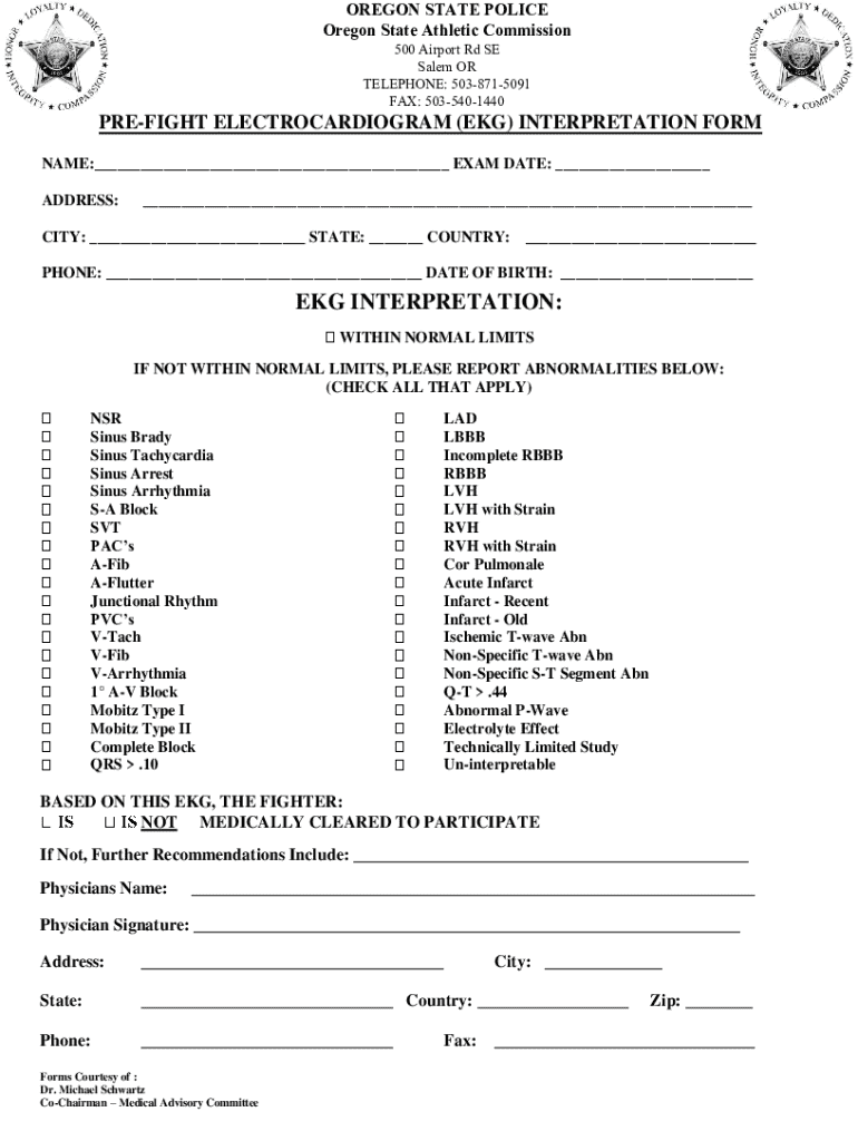 Fillable Online Electrocardiogram (EKG) Services - Finance and ...