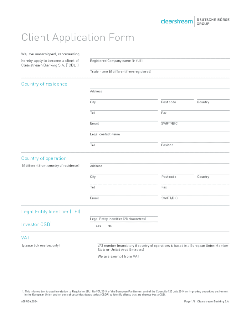 Fillable Online 6289 Client Application Form Fax Email Print - pdfFiller