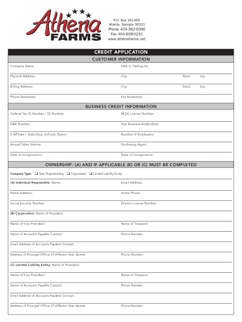 Fillable Online Athena FarmsAtlanta Distributor of Produce, Dairy, Eggs ...