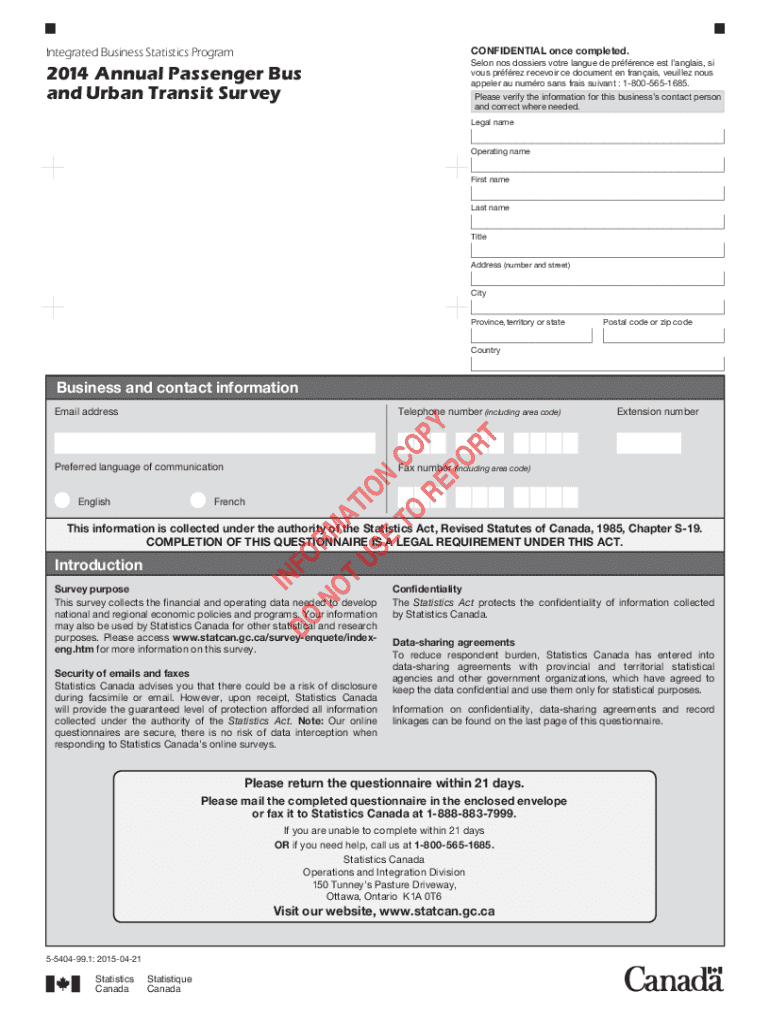 Fillable Online Annual Passenger Bus and Urban Transit Survey (PBUT) Fax Email Print - pdfFiller