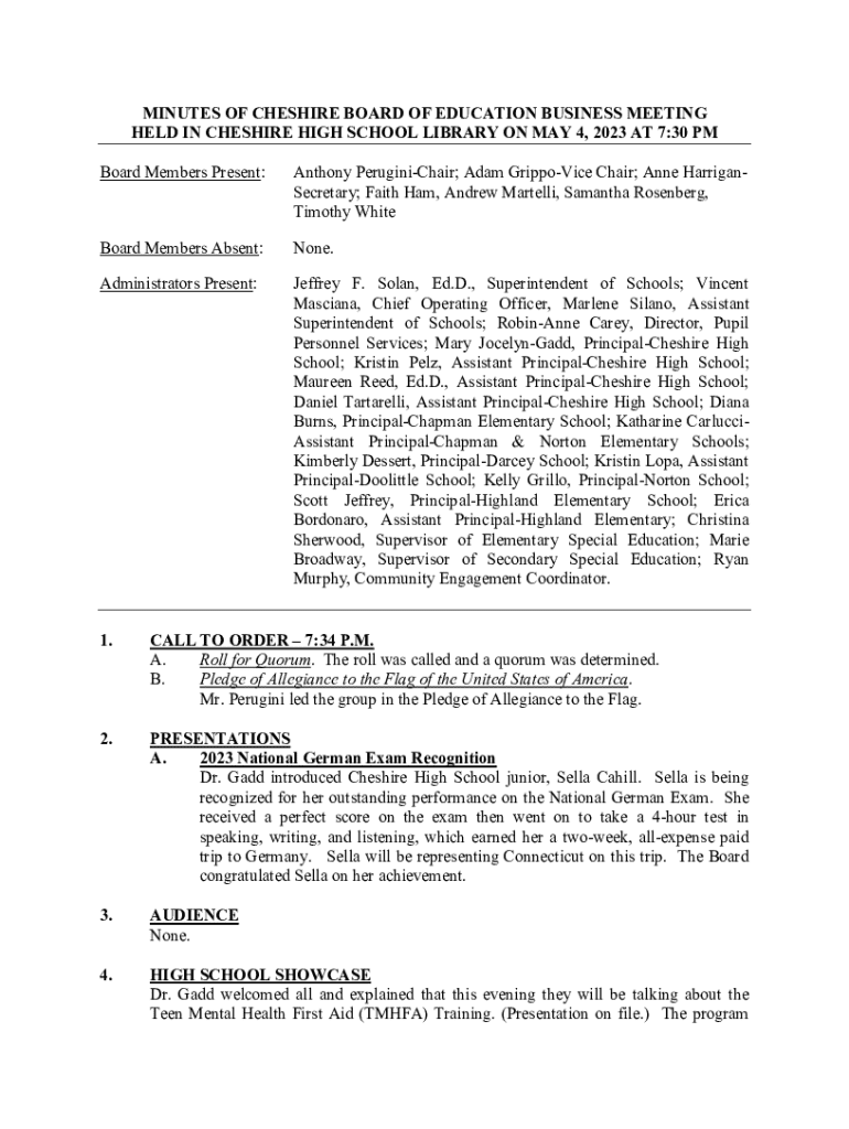 Fillable Online Anthony Perugini Title: Cheshire BOE Chairman ...